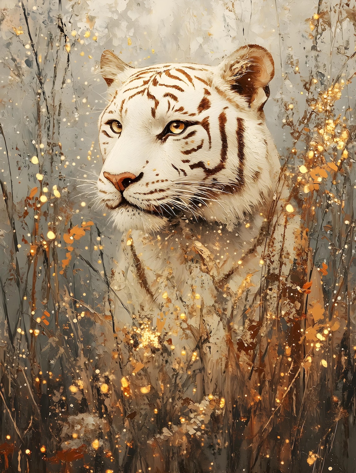 Beautiful White Tiger Art Print | Digital Download | Digital Print | 1 ...