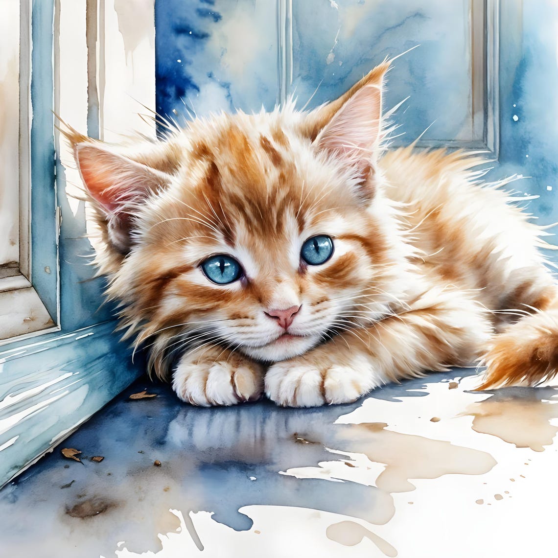 Cute Cat Art Print | Digital Download | Digital Print | 1 Image | JPEG ...