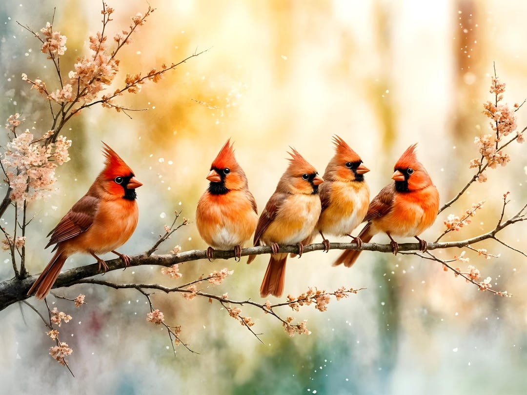Red Cardinal Bird Art Print: Nature Wall Decor (digital Download) - Etsy