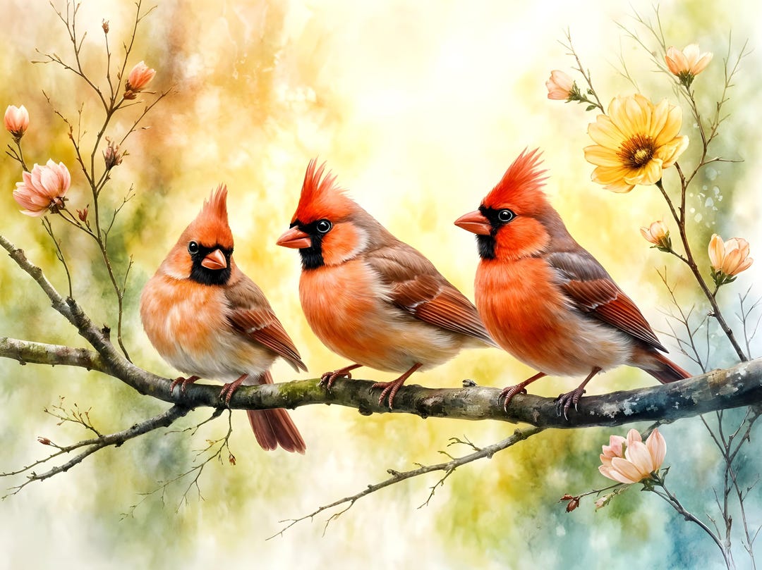 Red Cardinal Art Print: Bird Lover Gift (digital Download) - Etsy