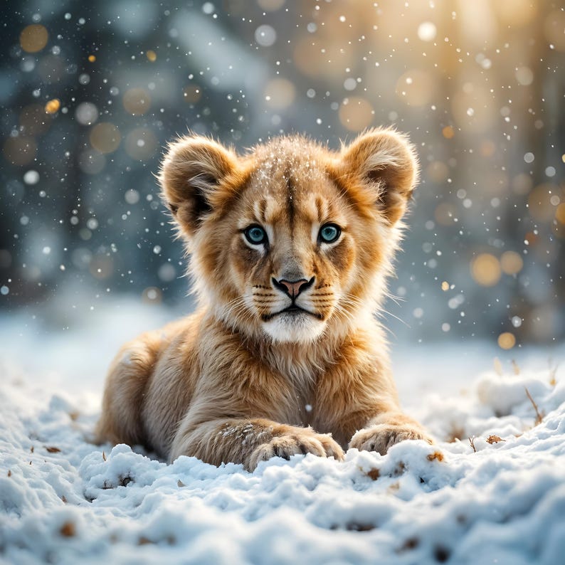 Lion Cub Art Print Digital Download Digital Print 1 Image JPEG HD ...
