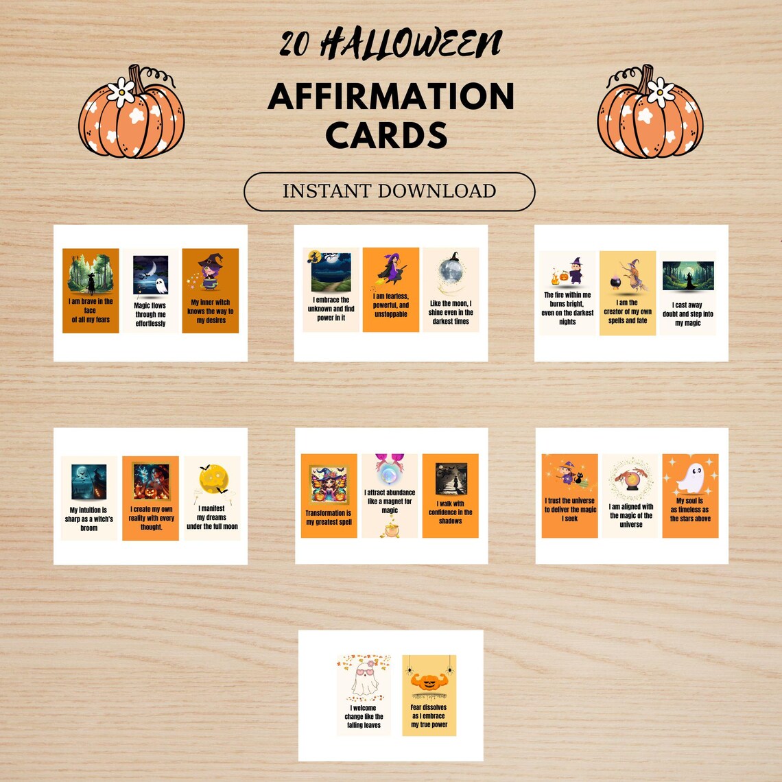Printable Halloween Affirmation Cards Spooky Inspirational Quotes ...