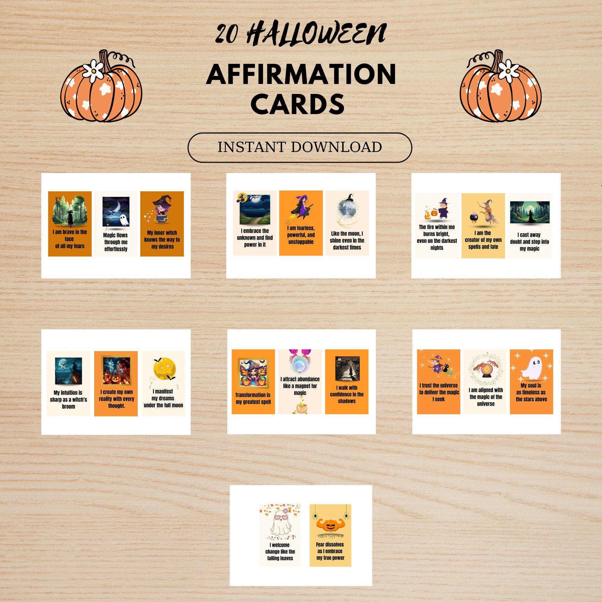 Printable Halloween Affirmation Cards | Spooky Inspirational Quotes ...