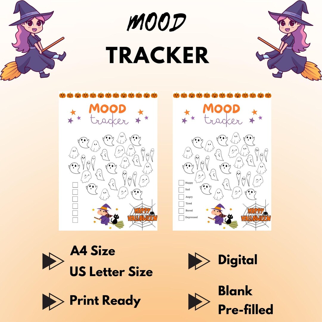 Halloween Ghost Mood Tracker PRINTABLE Journal Page Planner Page ...
