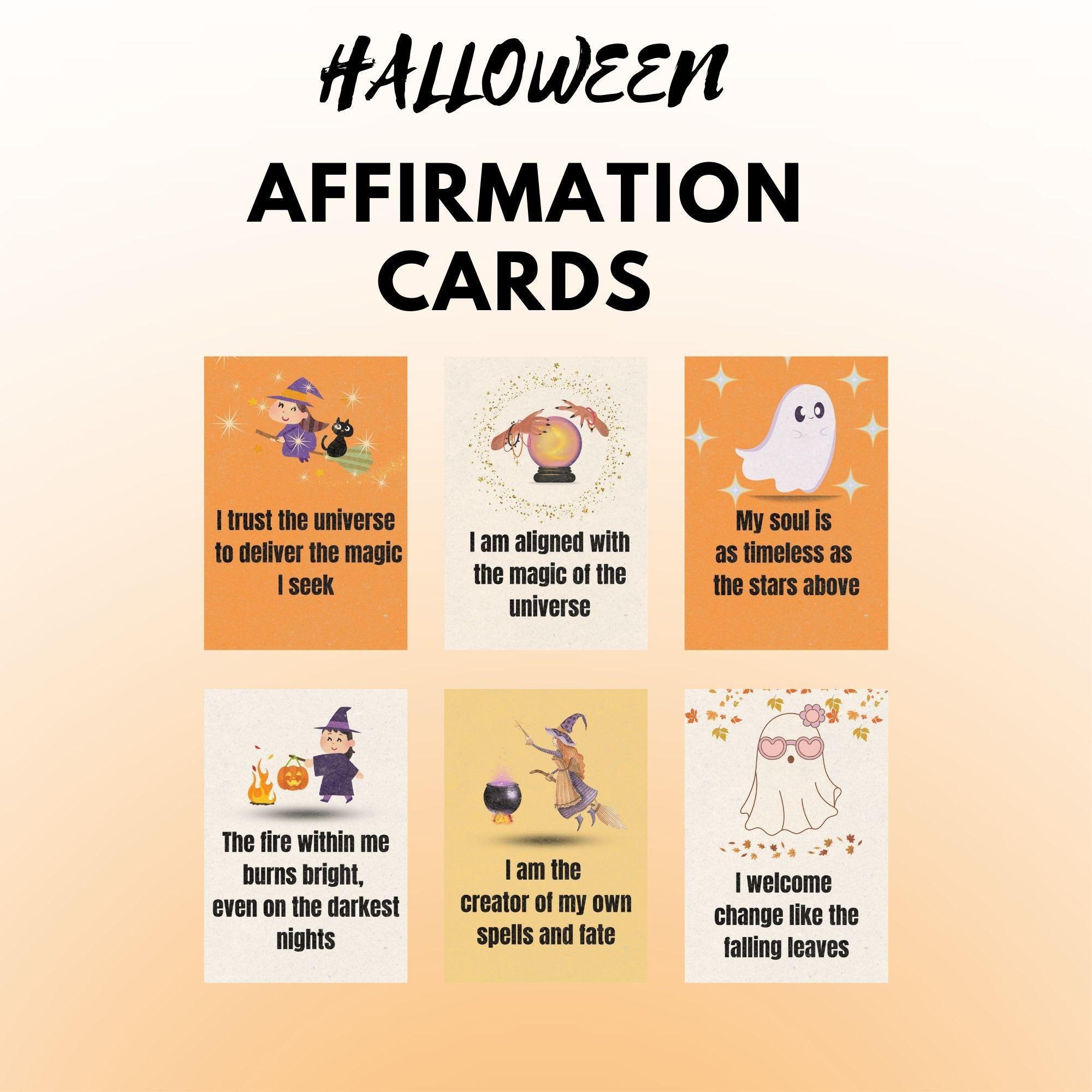 Printable Halloween Affirmation Cards | Spooky Inspirational Quotes ...