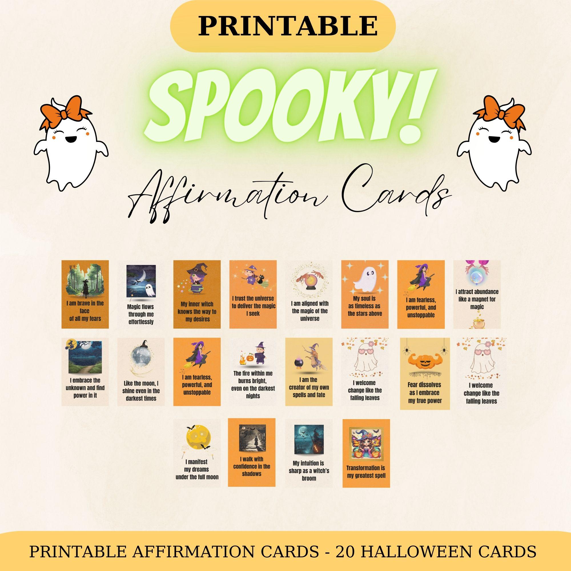 Printable Halloween Affirmation Cards | Spooky Inspirational Quotes ...