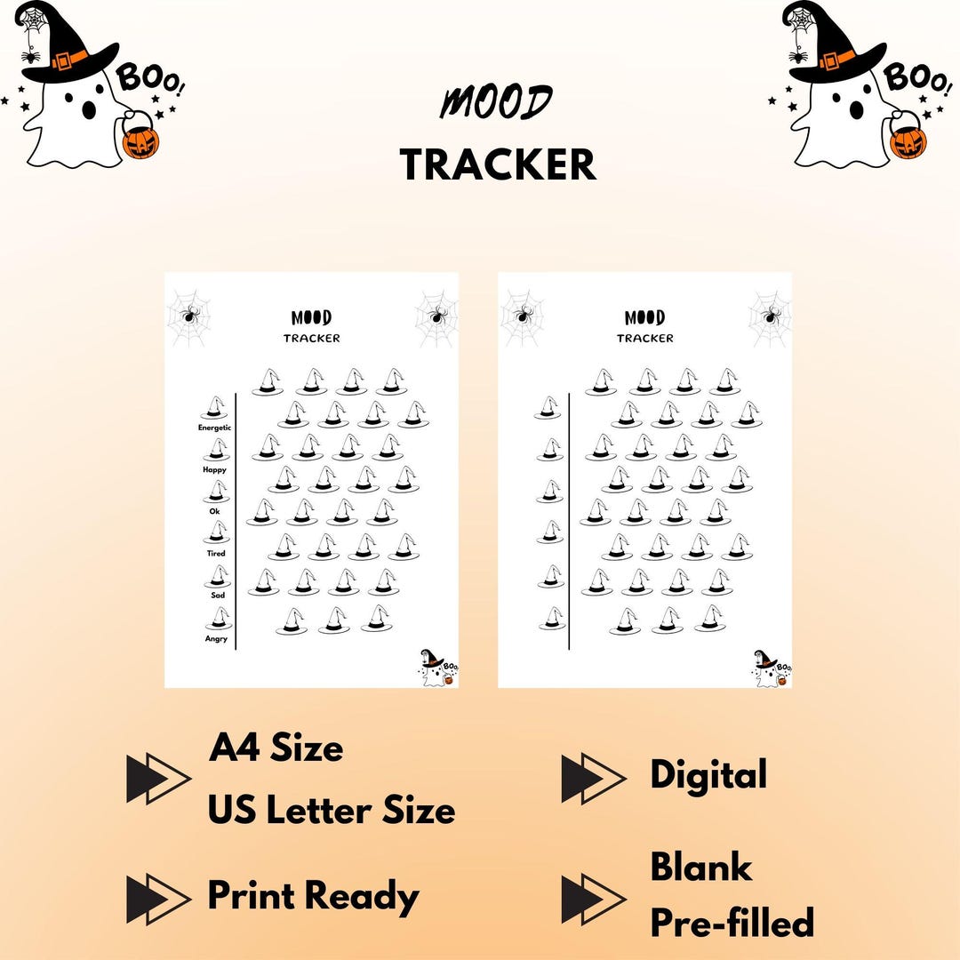 Halloween Mood Tracker PRINTABLE Journal Page Planner Page Feelings ...