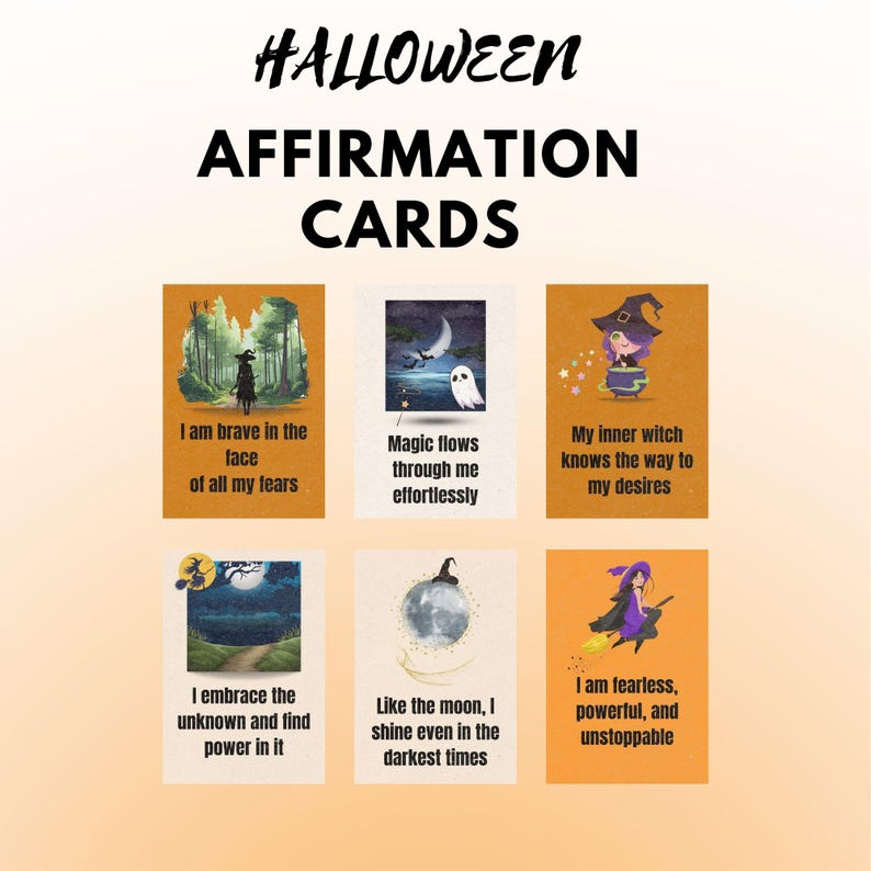 Printable Halloween Affirmation Cards | Spooky Inspirational Quotes ...