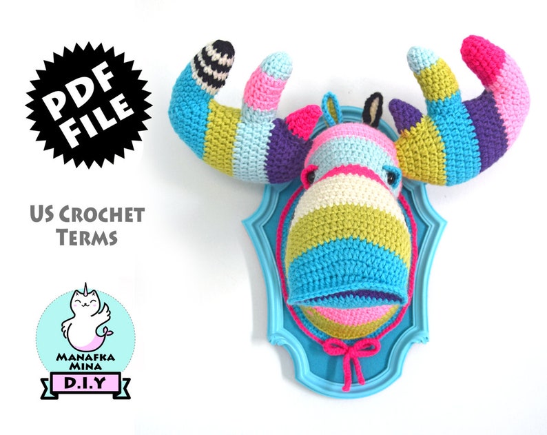 CROCHET PATTERN, DIY, Faux Moose Head, Crochet Moose, Amigurumi Crochet ...