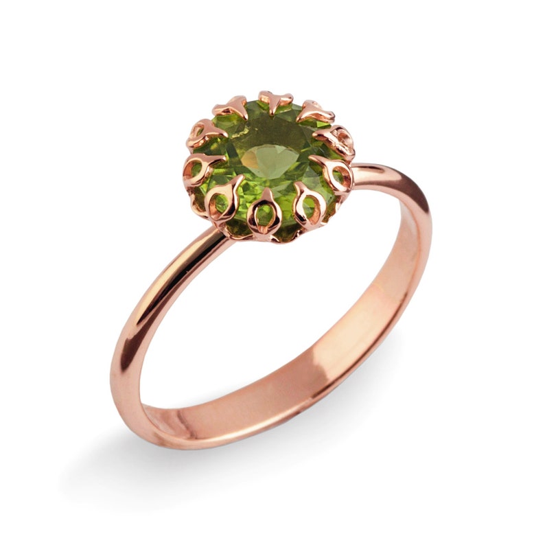 CROWN 14k Gold Peridot Ring Unique Peridot Engagement Ring - Etsy