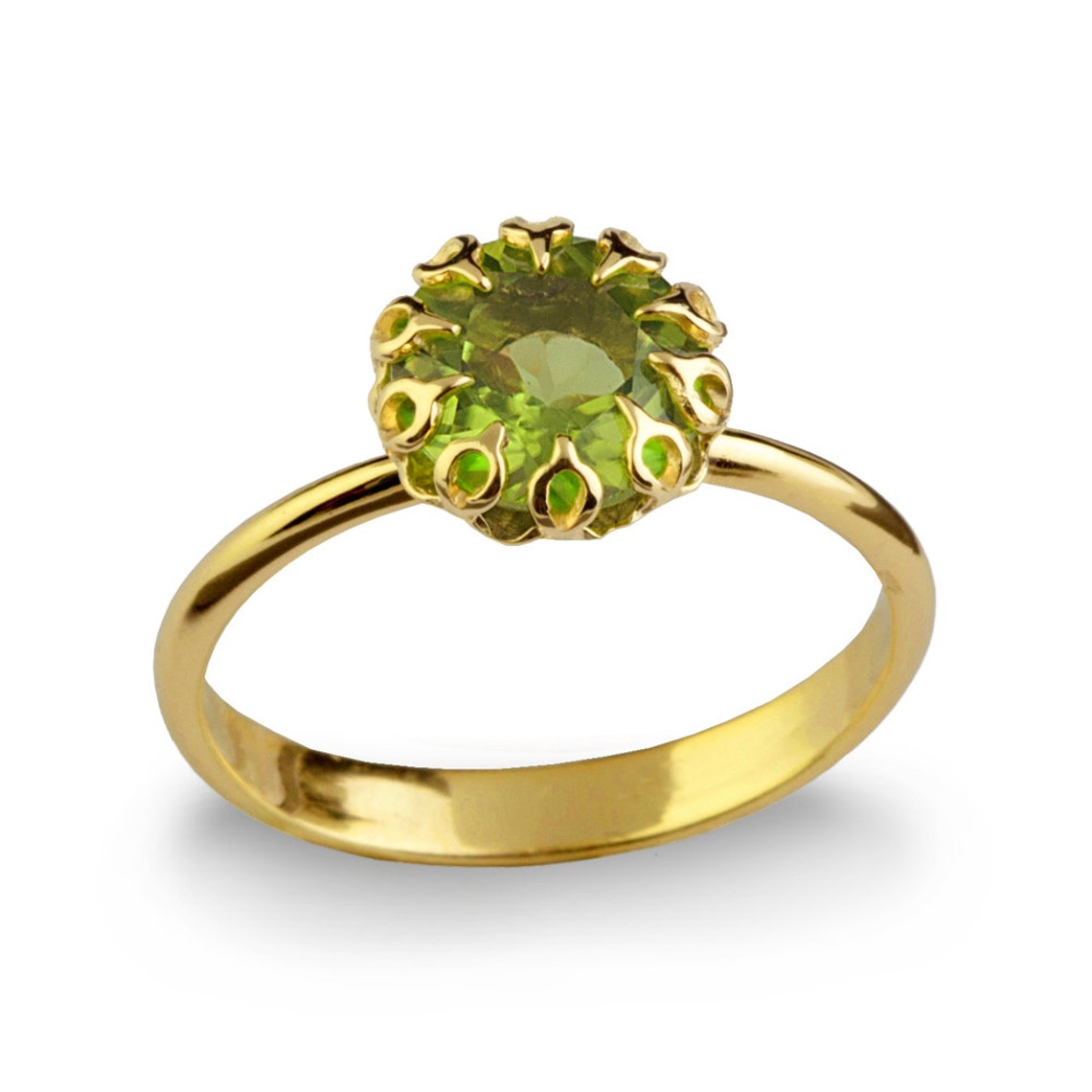 CROWN 14k Gold Peridot Ring Unique Peridot Engagement Ring - Etsy
