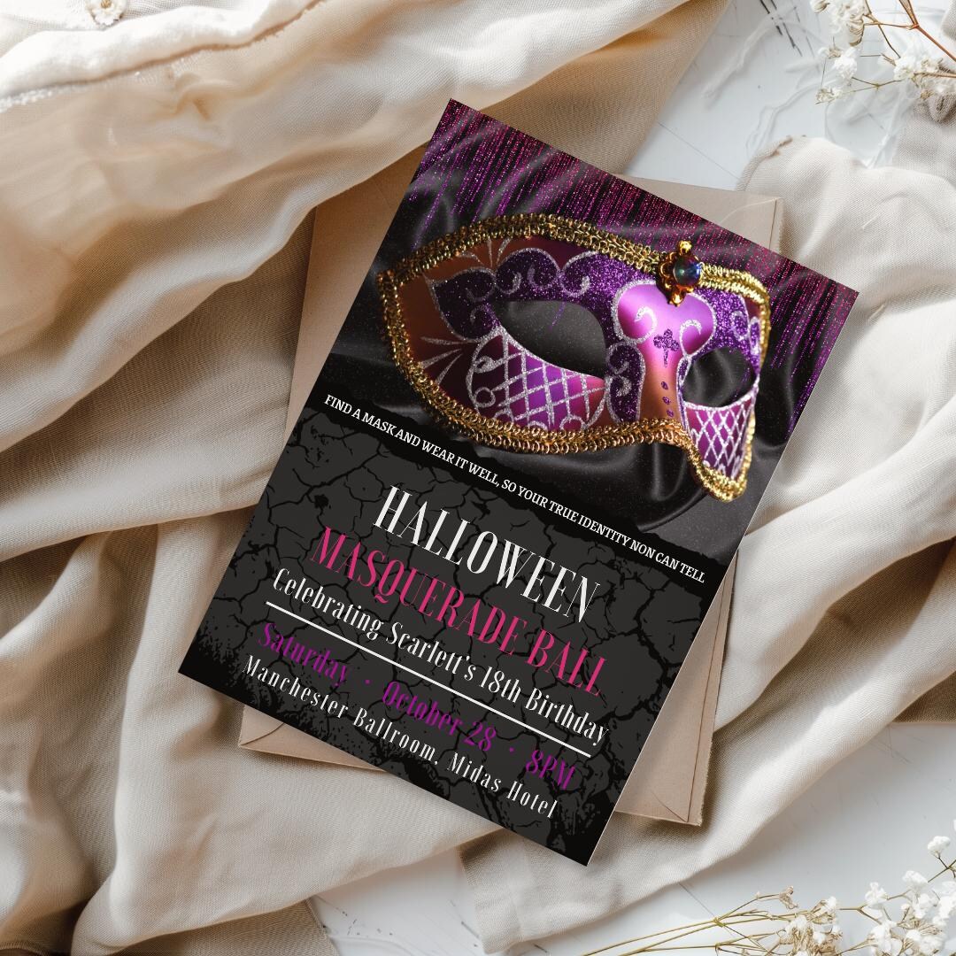 Masquerade Ball Invitation, 21st Masked Ball, Any Age Birthday Party ...