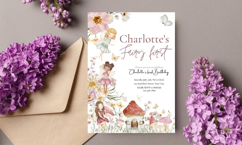 Magical Fairy Party Digital Invitation, Digital Self-editable Canva ...