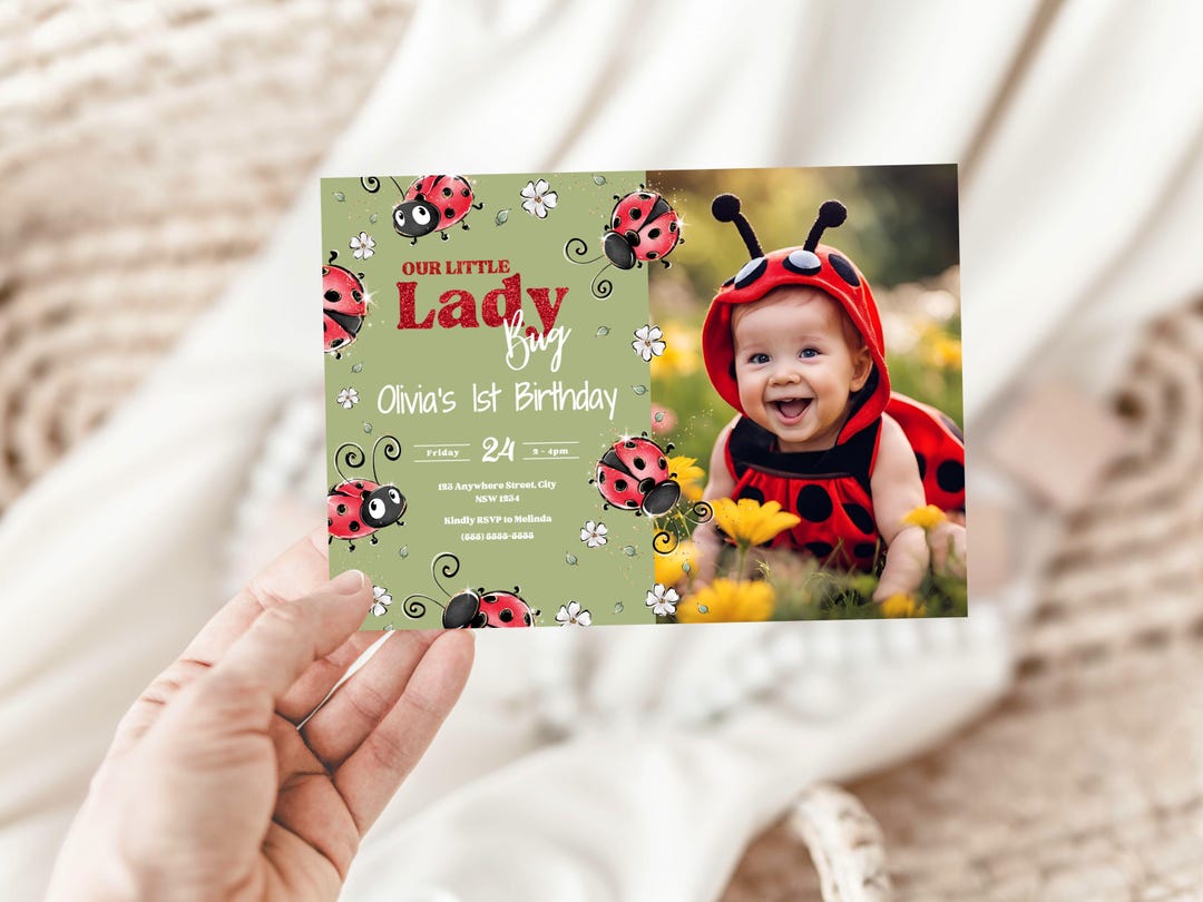 Whimsical Ladybug Birthday Party Invitation, Digital Self-editable ...