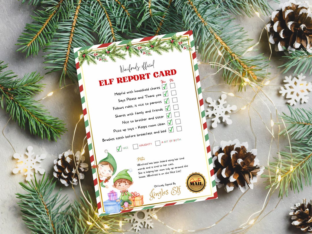 Elf Report Card Christmas Activities Sheet, Christmas Eve Games ...