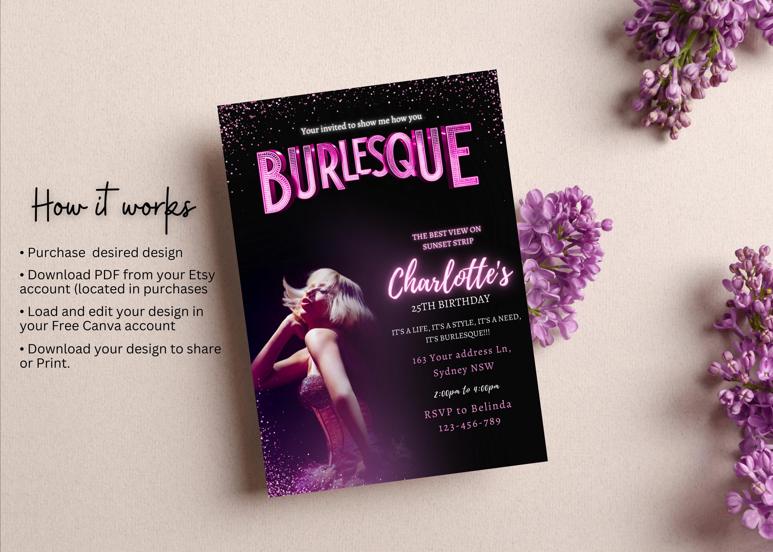 Moulan Rouge, Burlesque Invitation, Digital Self-editable Canva ...