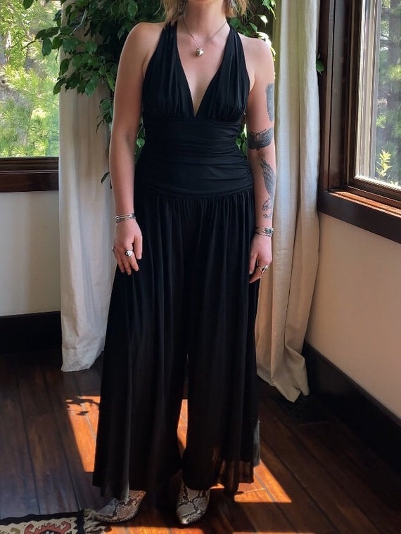 2000’s Y2K Deep V Black Jumpsuit - Gem