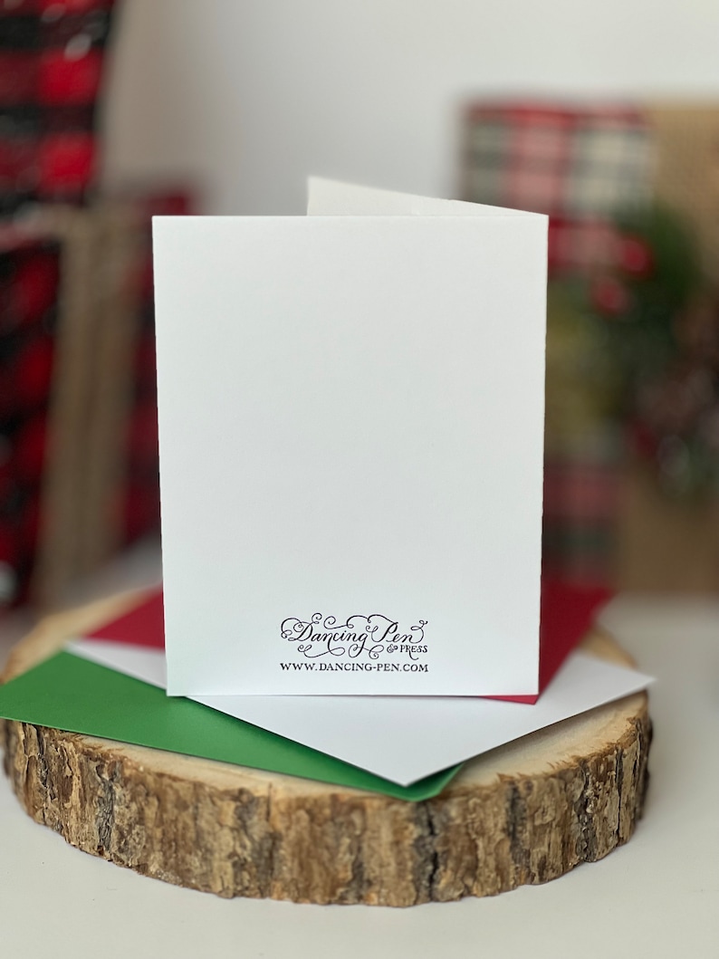 Christmas Cards Featuring Calligraphy Christmas Tree in Red Letterpress ...
