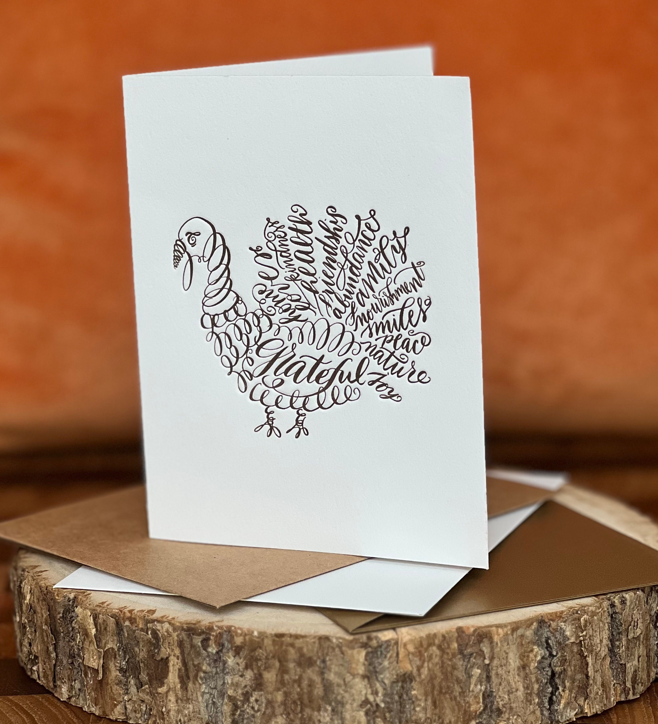 Letterpress Thanksgiving Card, Turkey Card - Etsy