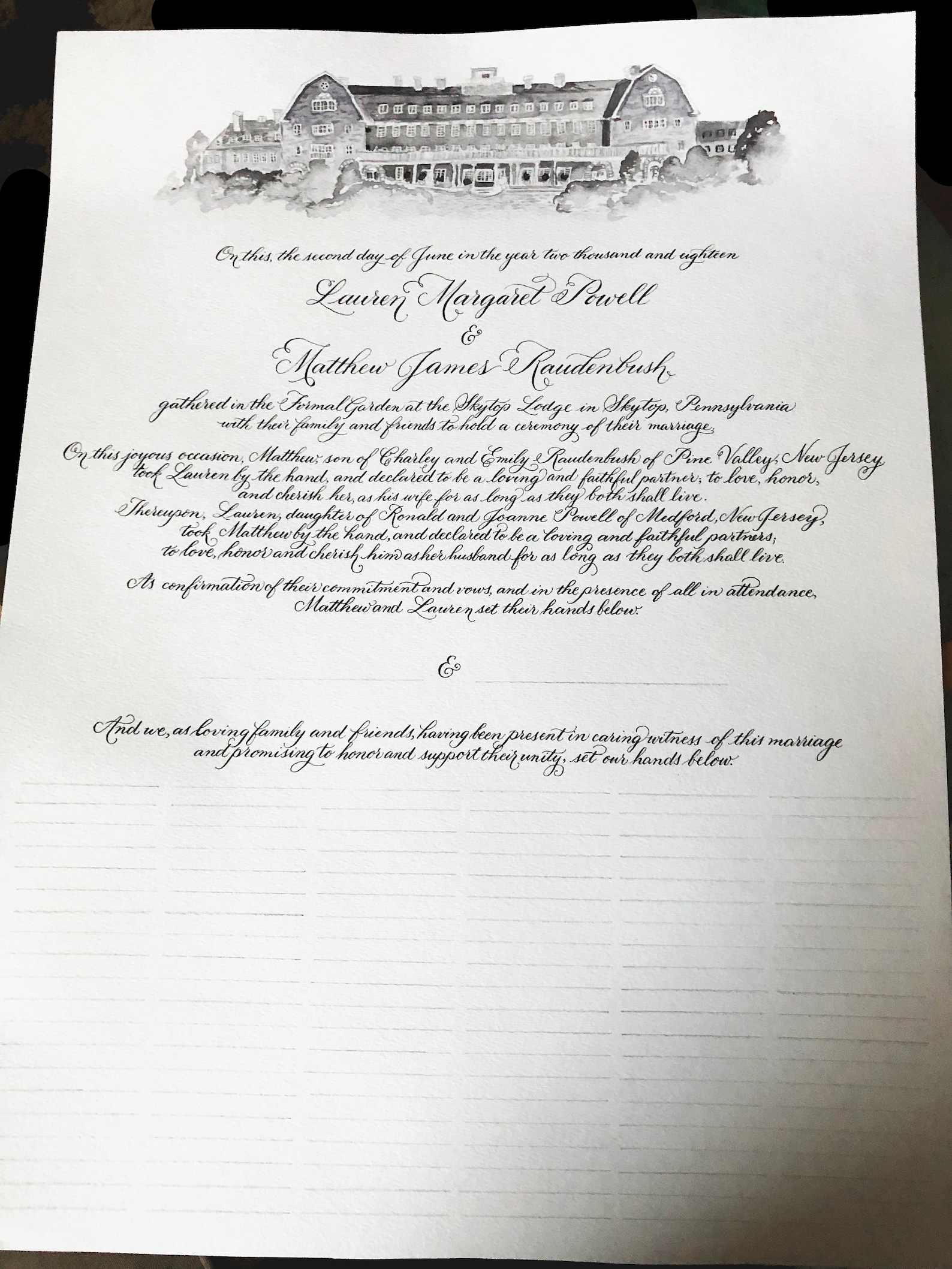 Custom Marriage Certificate Featuring Hand Calligraphy | Etsy