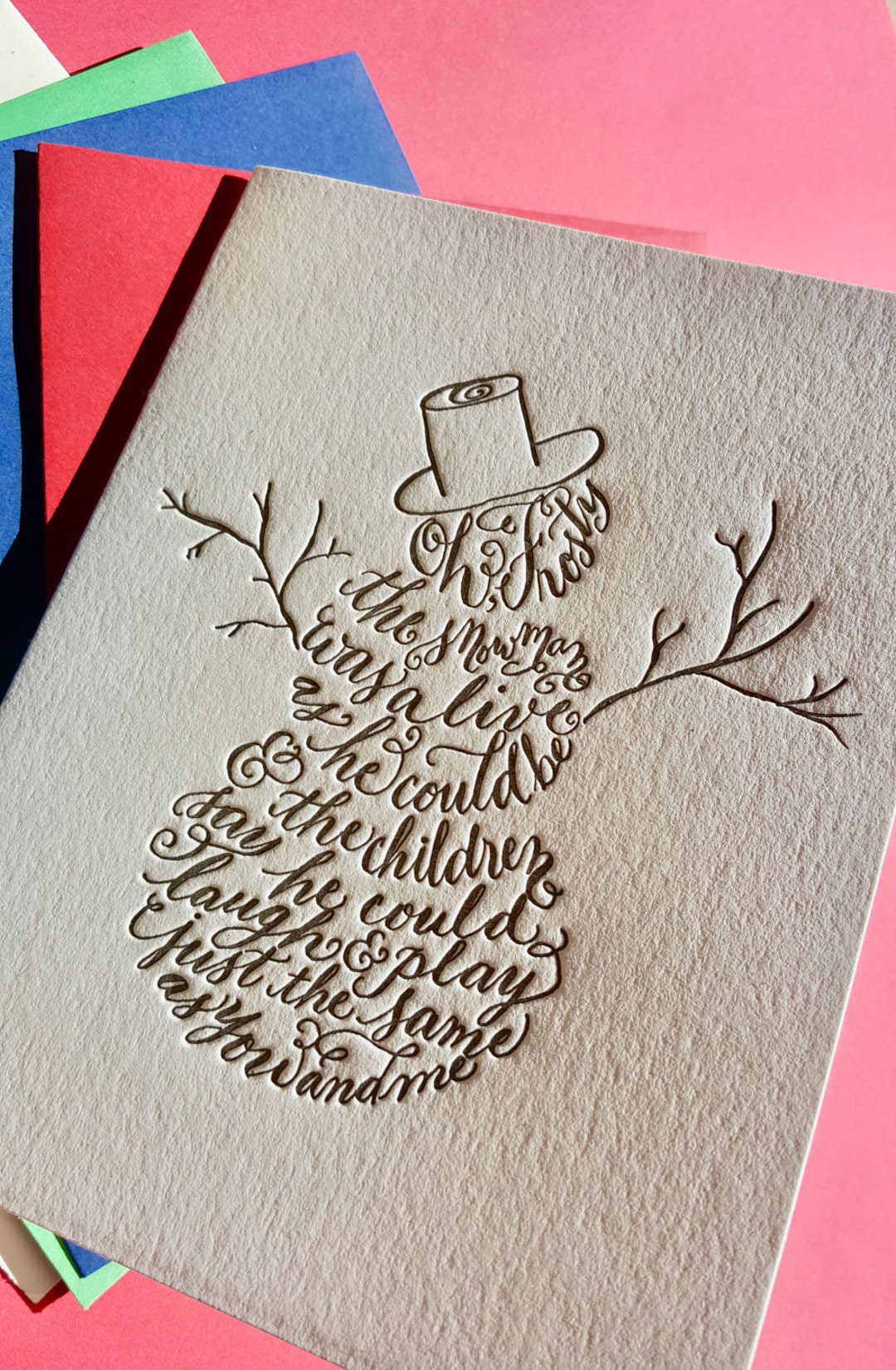 Letterpress Frosty the Snowman Christmas Card - Etsy