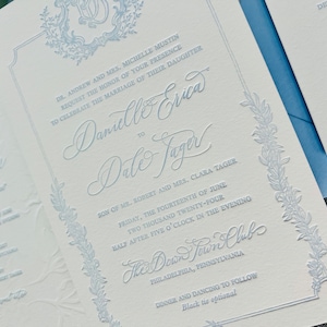 Light Blue Custom Letterpress Wedding Invitation Suite DEPOSIT - Etsy