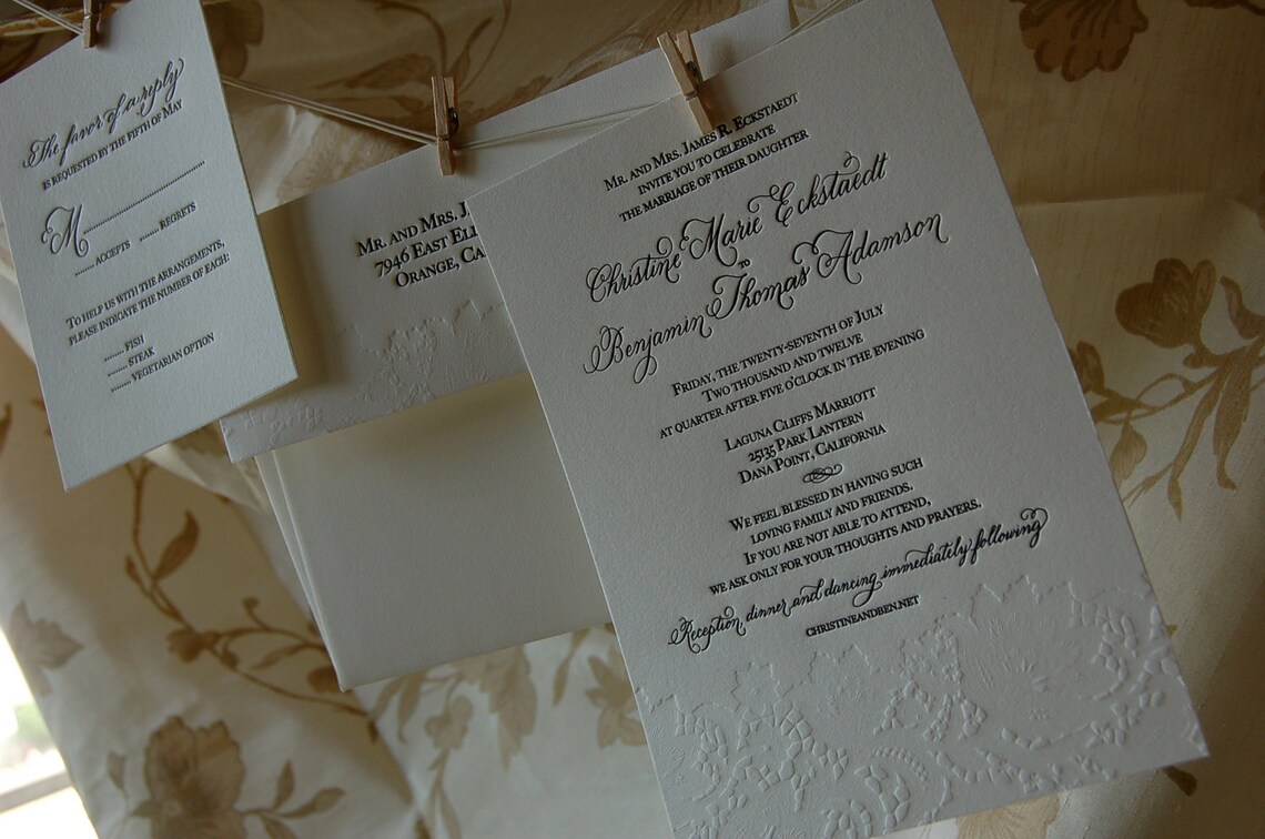 SAMPLE Letterpress Wedding Invitations - Etsy