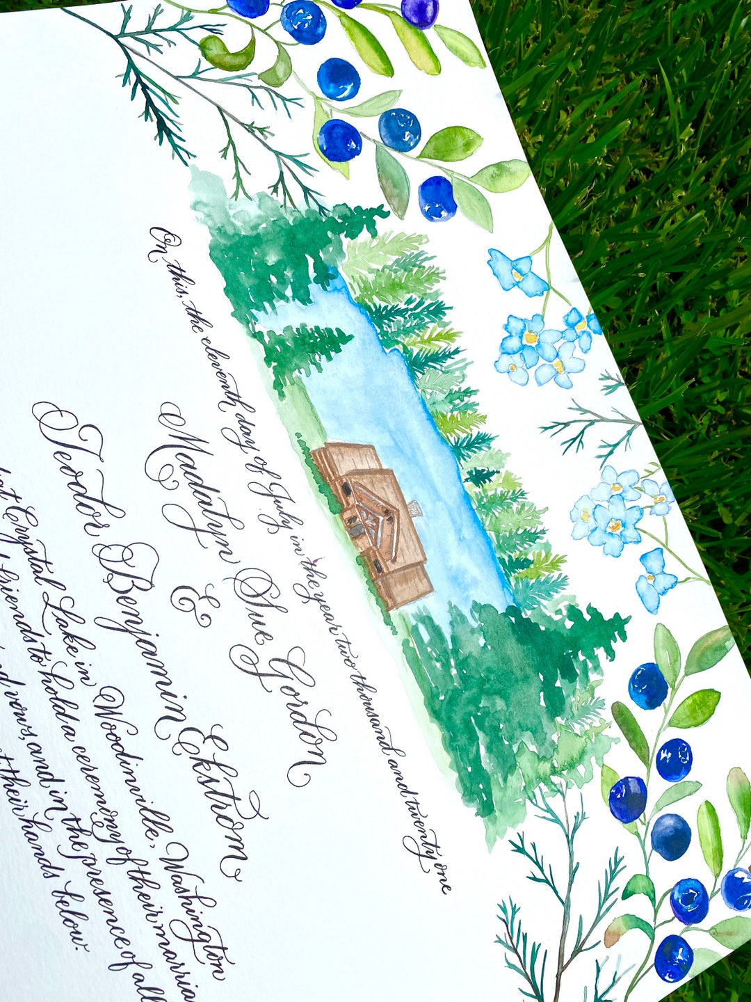 DEPOSIT for Custom Quaker Marriage Certificate With Hand Calligraphy ...