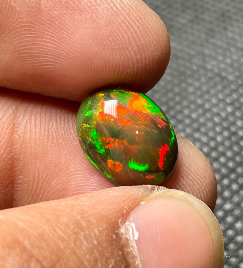 Natural Welo Fire Black Ethiopian Opal Cabochon, AAA+ Quality Multi ...