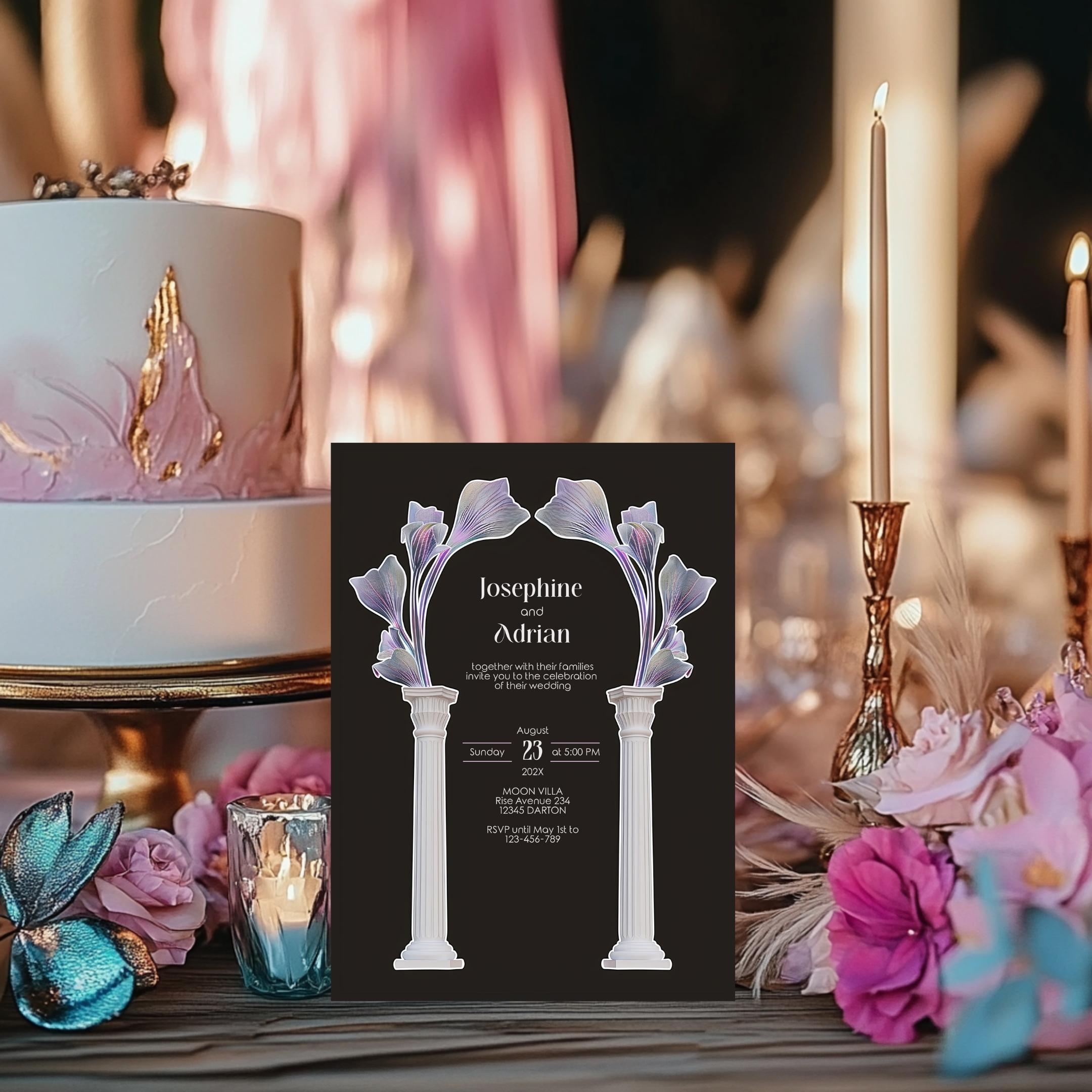 Ethereal Iridescent Wedding Invitation Set, Neolcassical Architecture ...