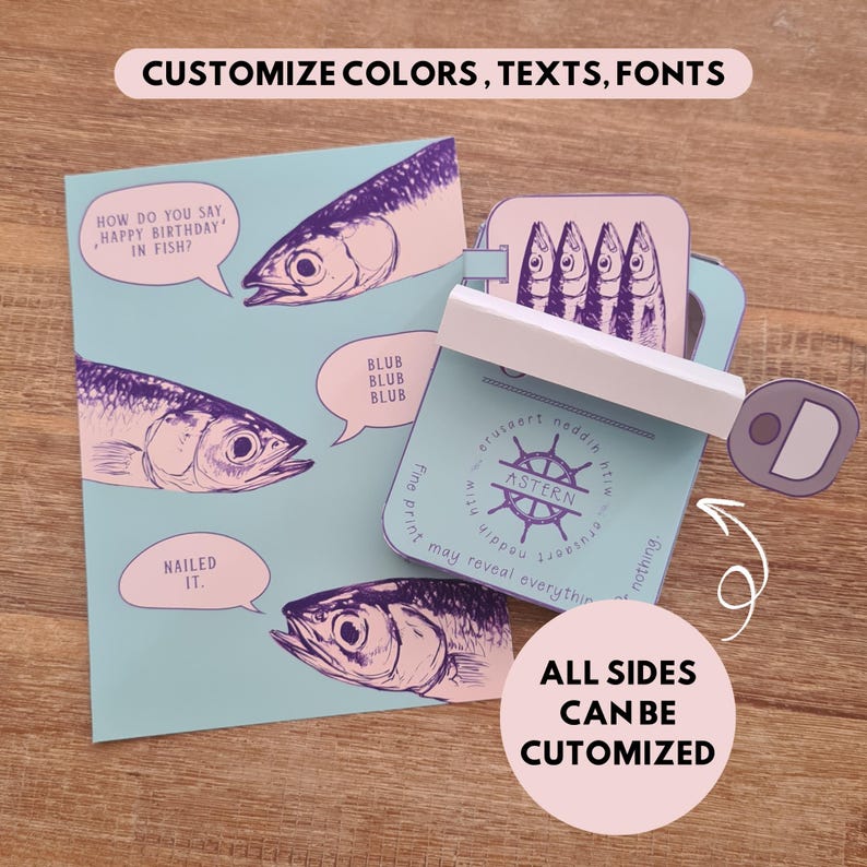 Sardine Tin Birthday Card & Gift Box Set, 5x7 Card, Retro and Funny ...