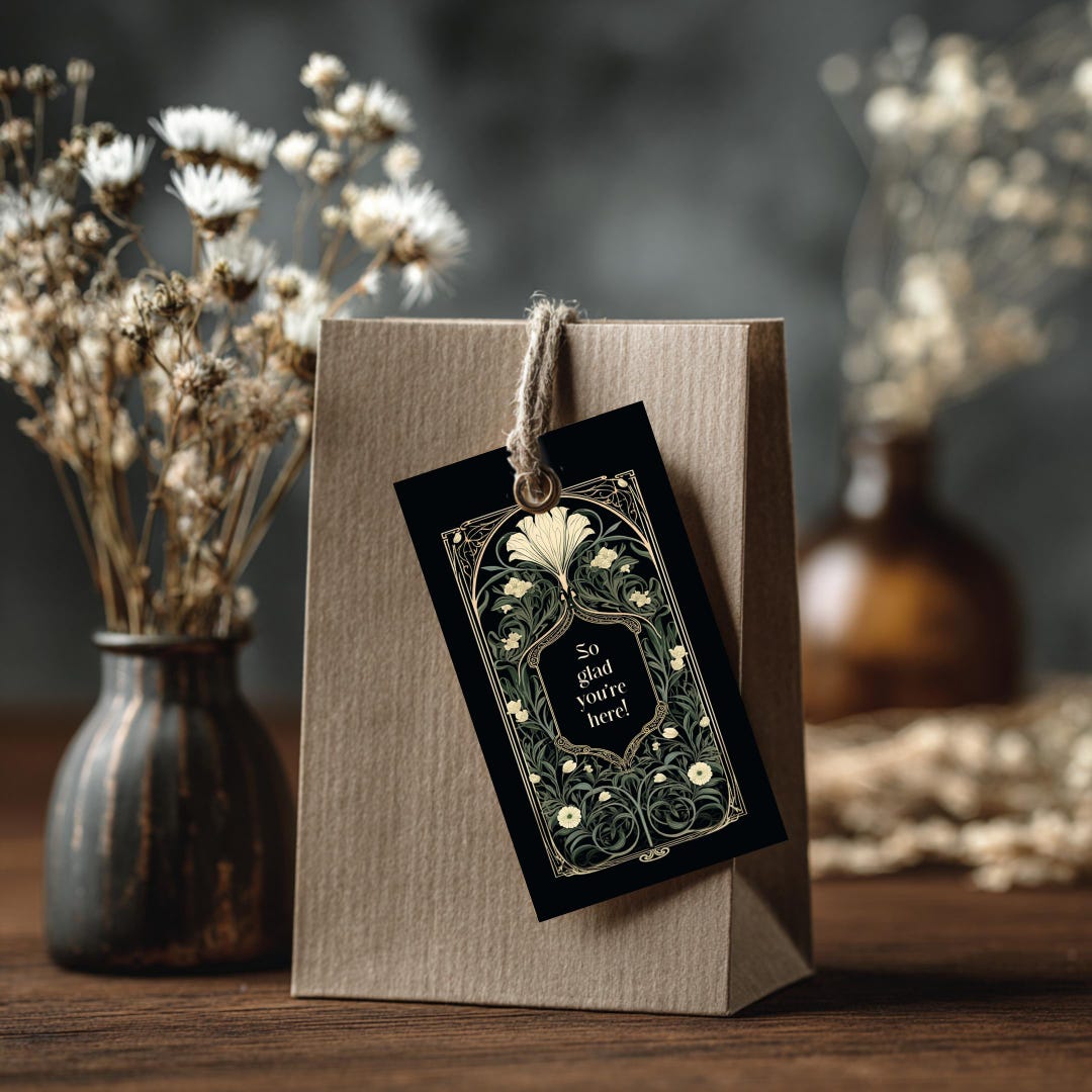 Gothic Art Nouveau Gift Tag Template – Printable Label With Cream ...