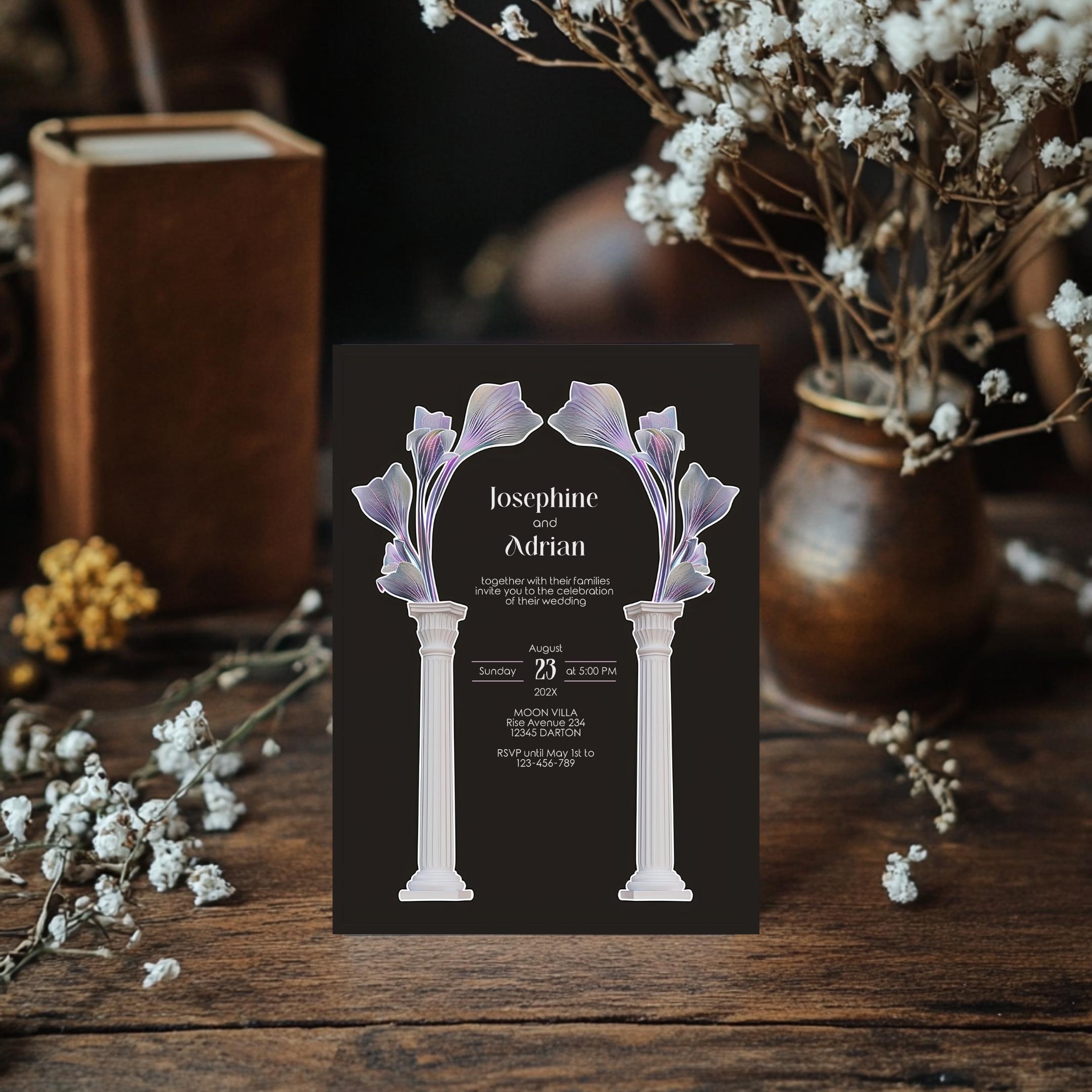 Ethereal Iridescent Wedding Invitation Set, Neolcassical Architecture ...