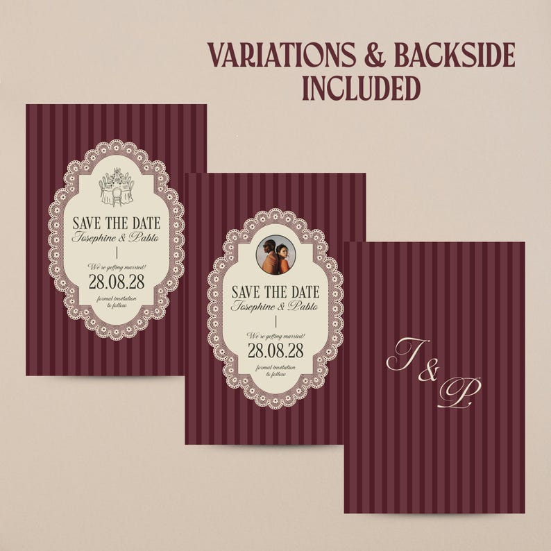 Elegant Vintage Save the Date Invitation – Lace Design, Instant Digital ...