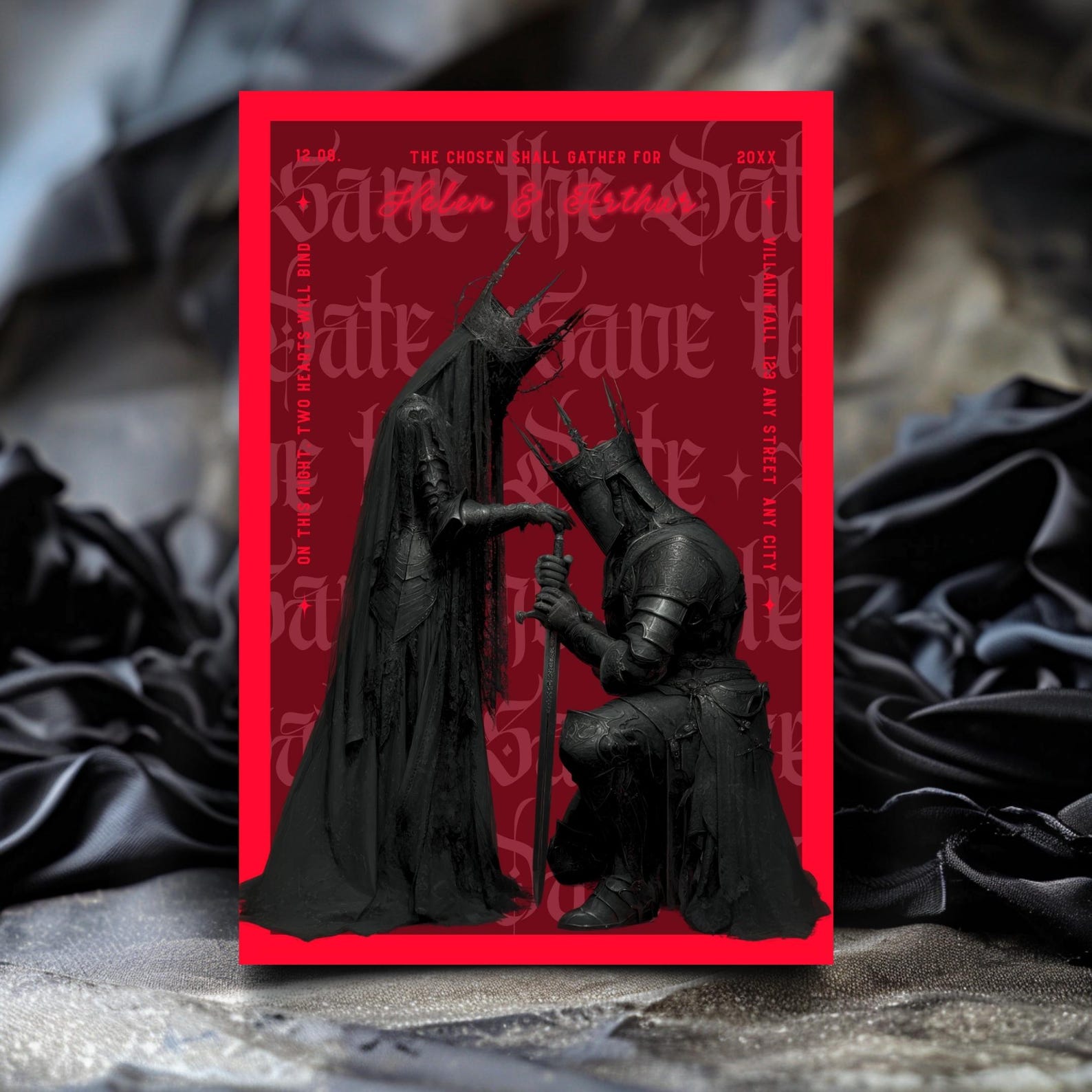 Dark Gothic Save the Date Template – Medieval Knight & Witch Fantasy ...