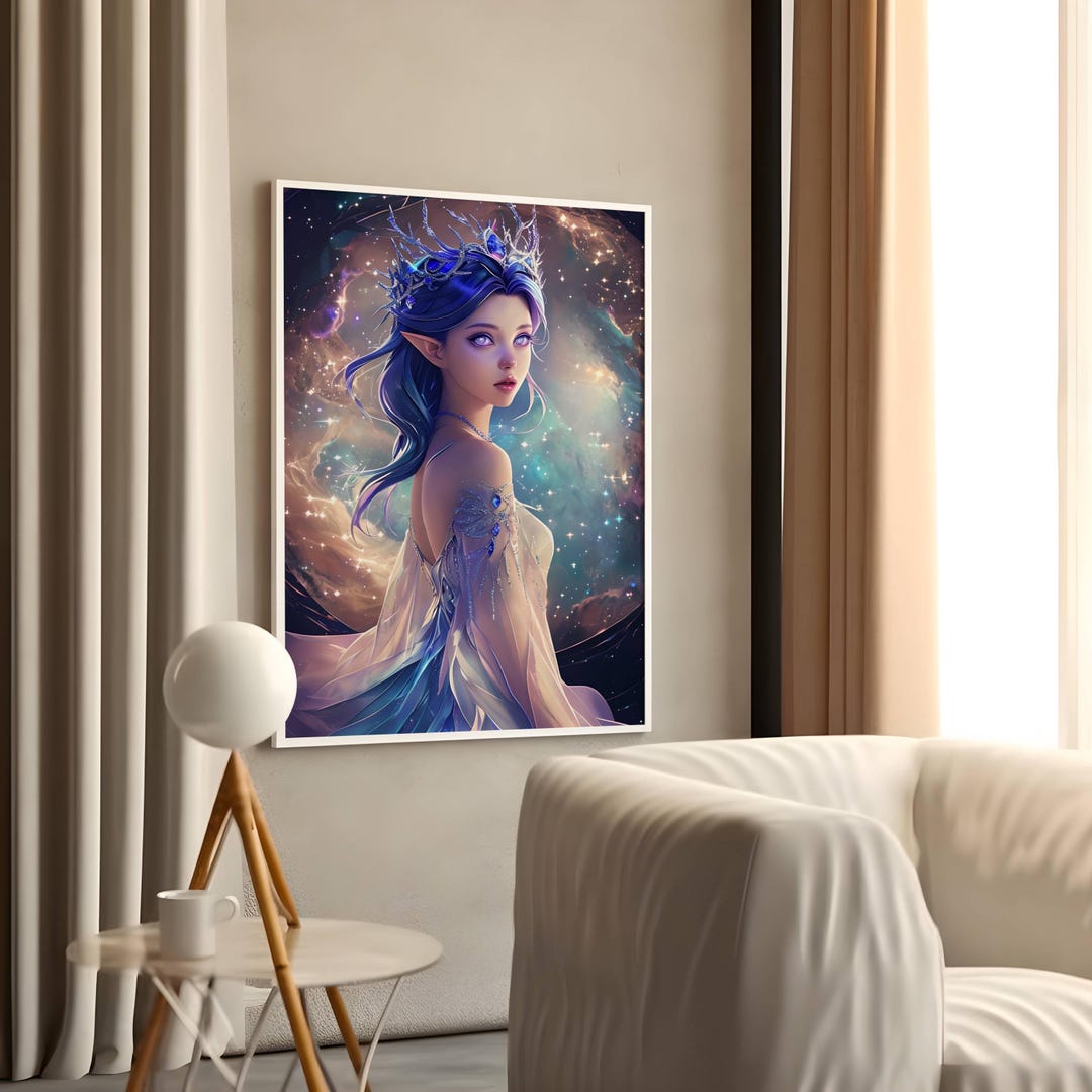 Lavender Elven Princess Wall Art Mystical Fantasy Elf Poster Female Elf ...