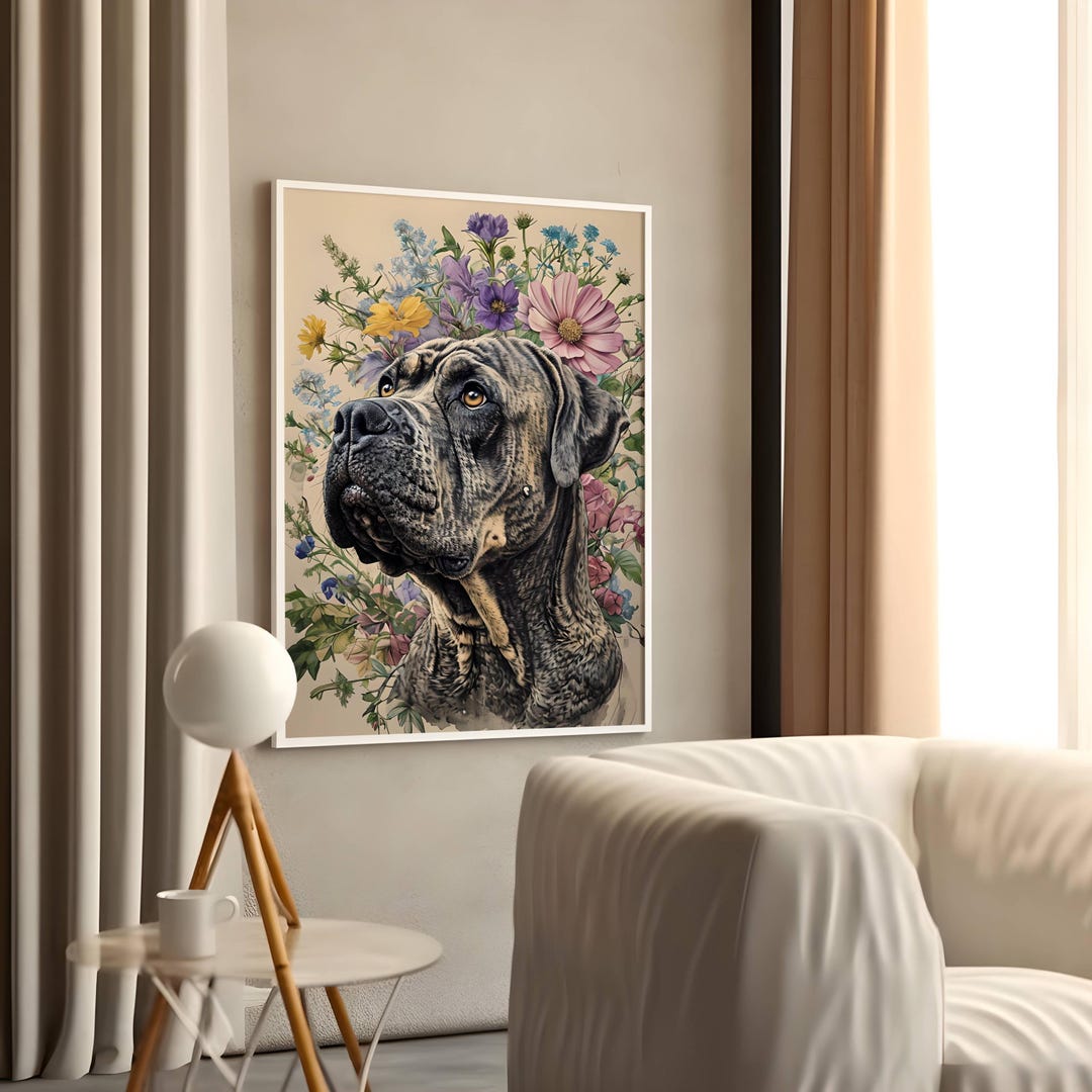 Coquette Cane Corso Art Print Hosting Decor Elegant Dog Wall Decor Cute ...