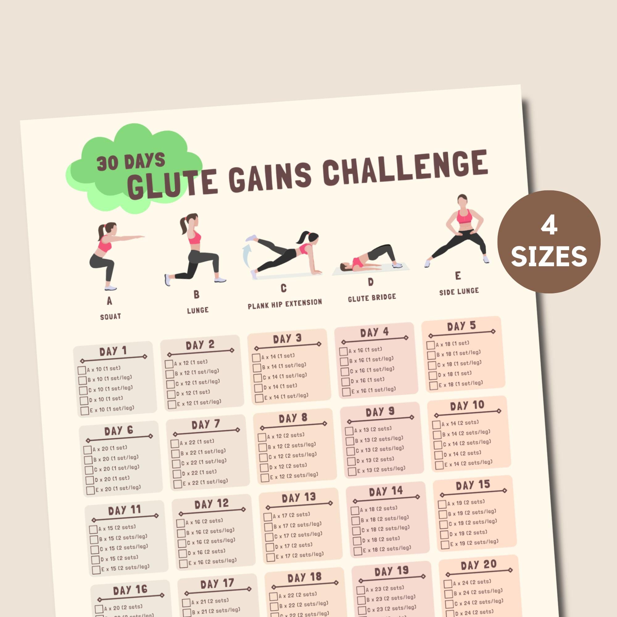 30 Day Glute Gains Challenge Program | Transform Fitness & Strengthen ...