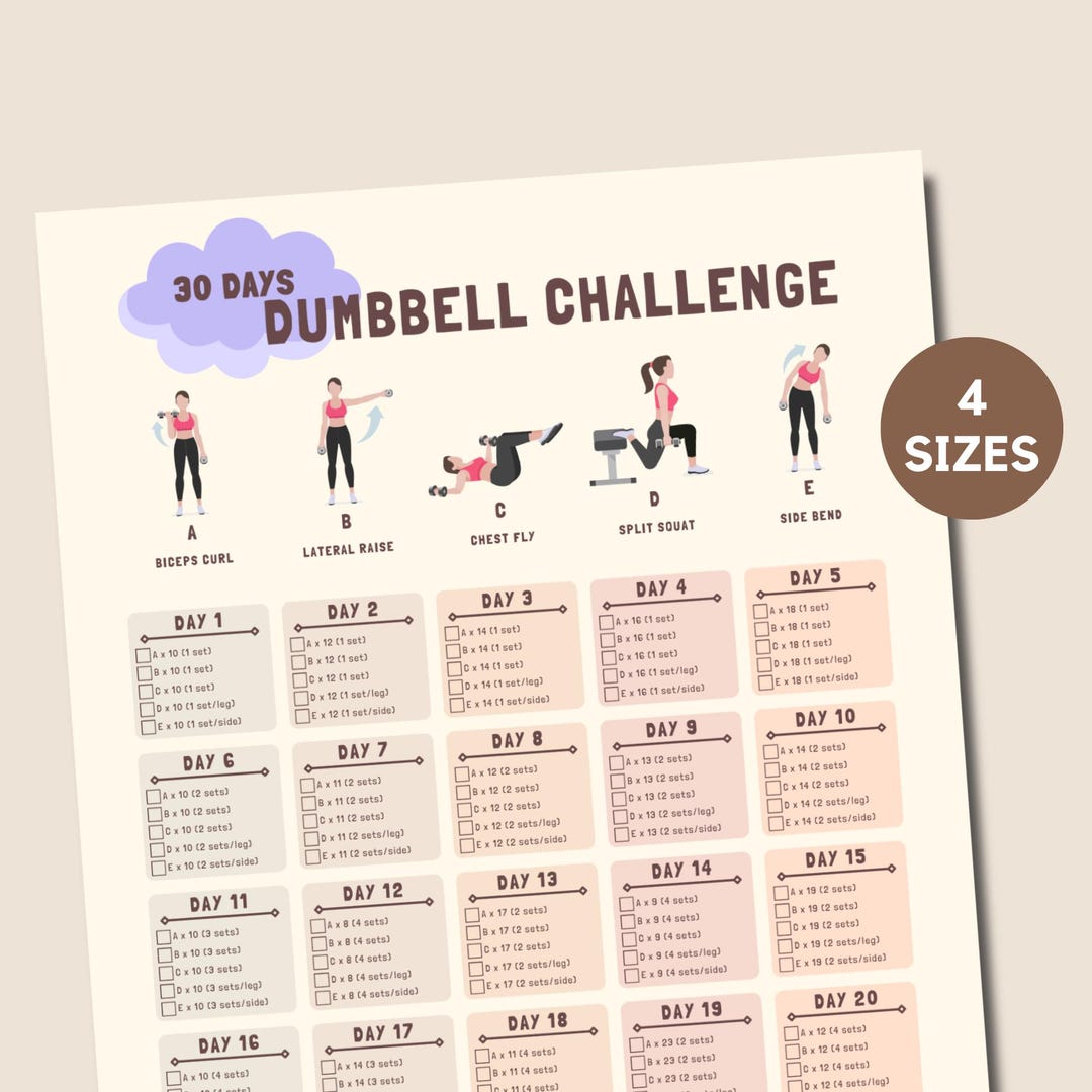 30 Day Dumbbell Challenge - Get Fit at Home, Strength Training Program ...