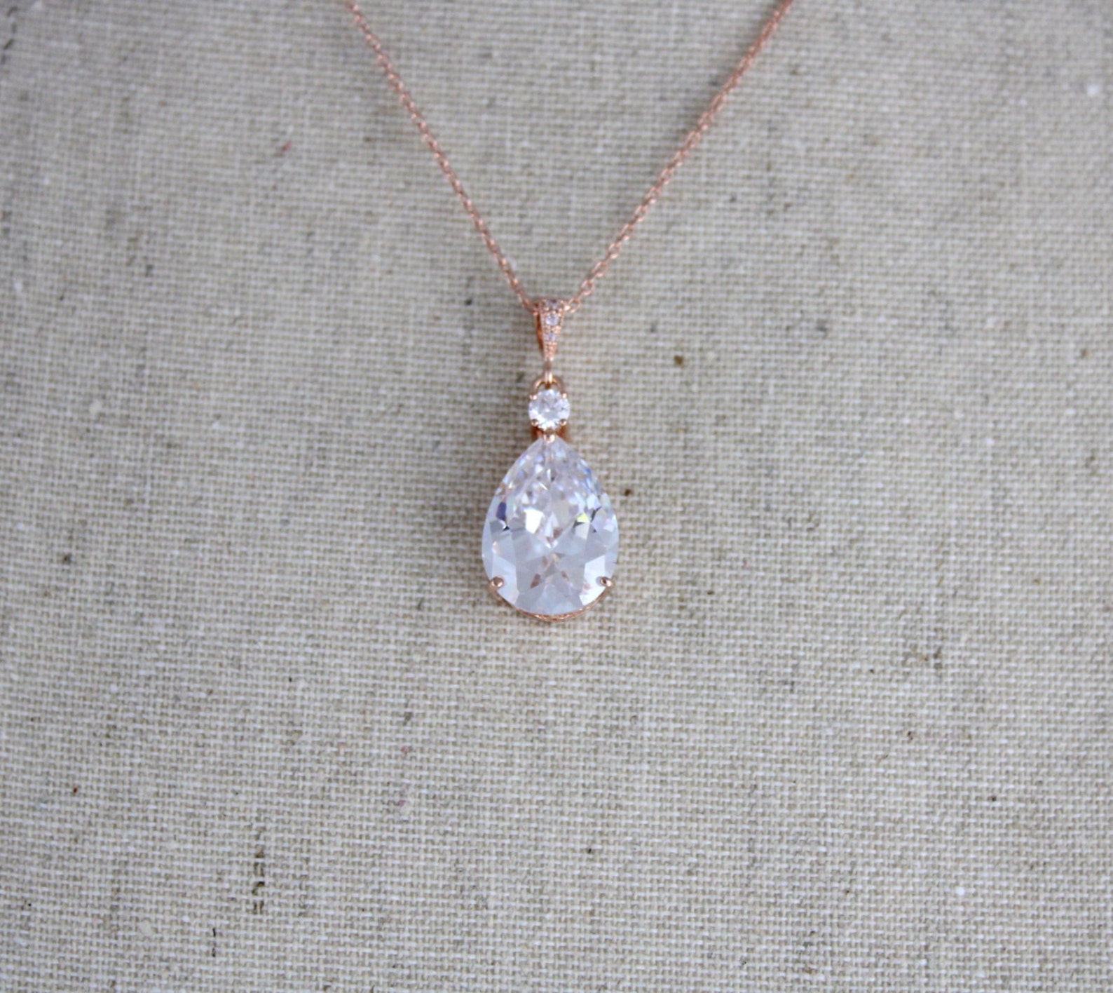 Rose Gold Necklace Crystal Bridal Necklace Wedding Jewelry Etsy Australia