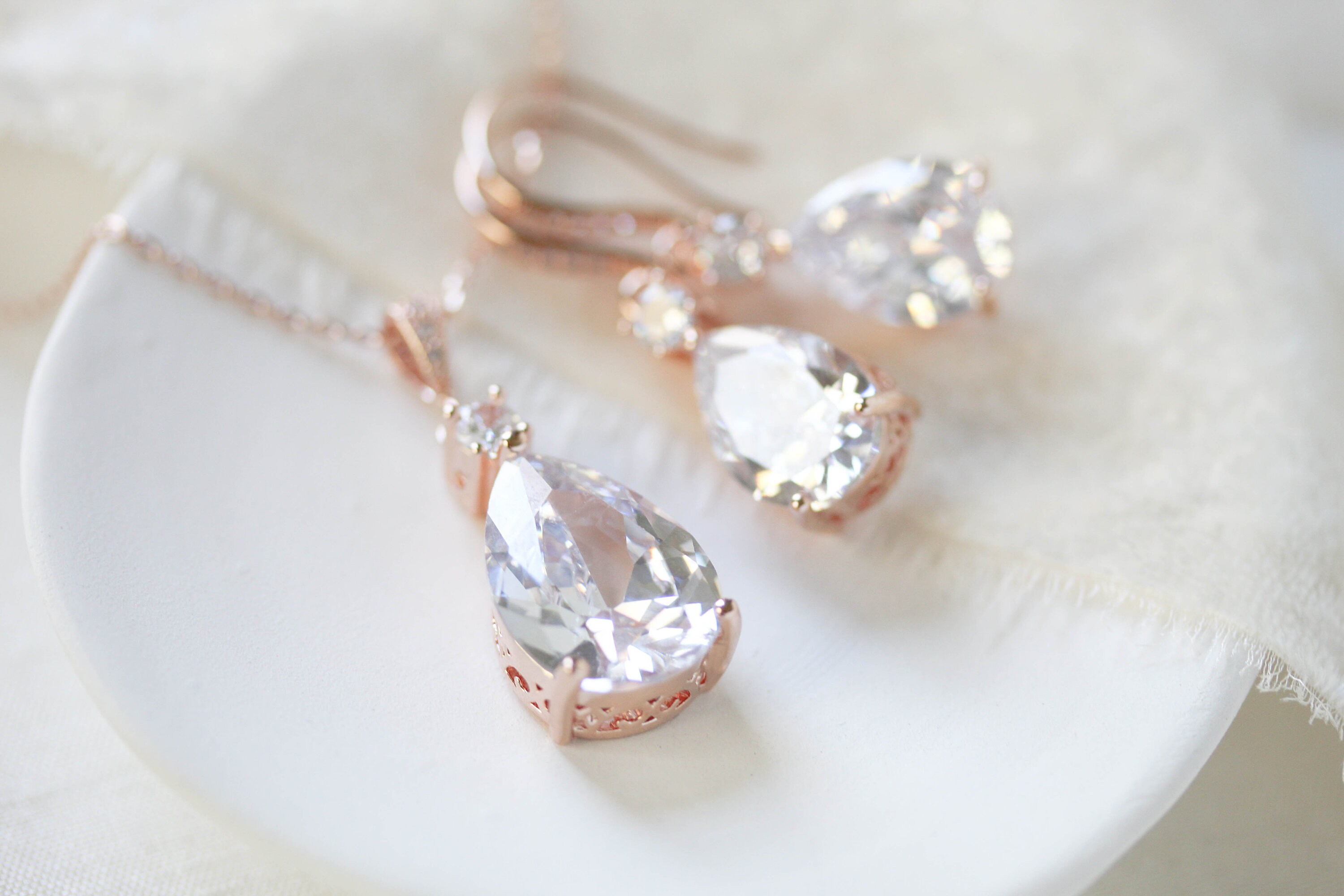 Rose gold Braut Schmuck-Set Rose gold Braut Halskette Set | Etsy