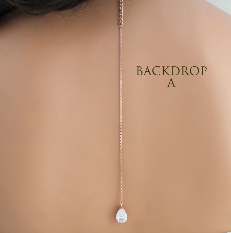 Rose Gold Back Necklace Bridal Necklace Backdrop Necklace - Etsy Australia