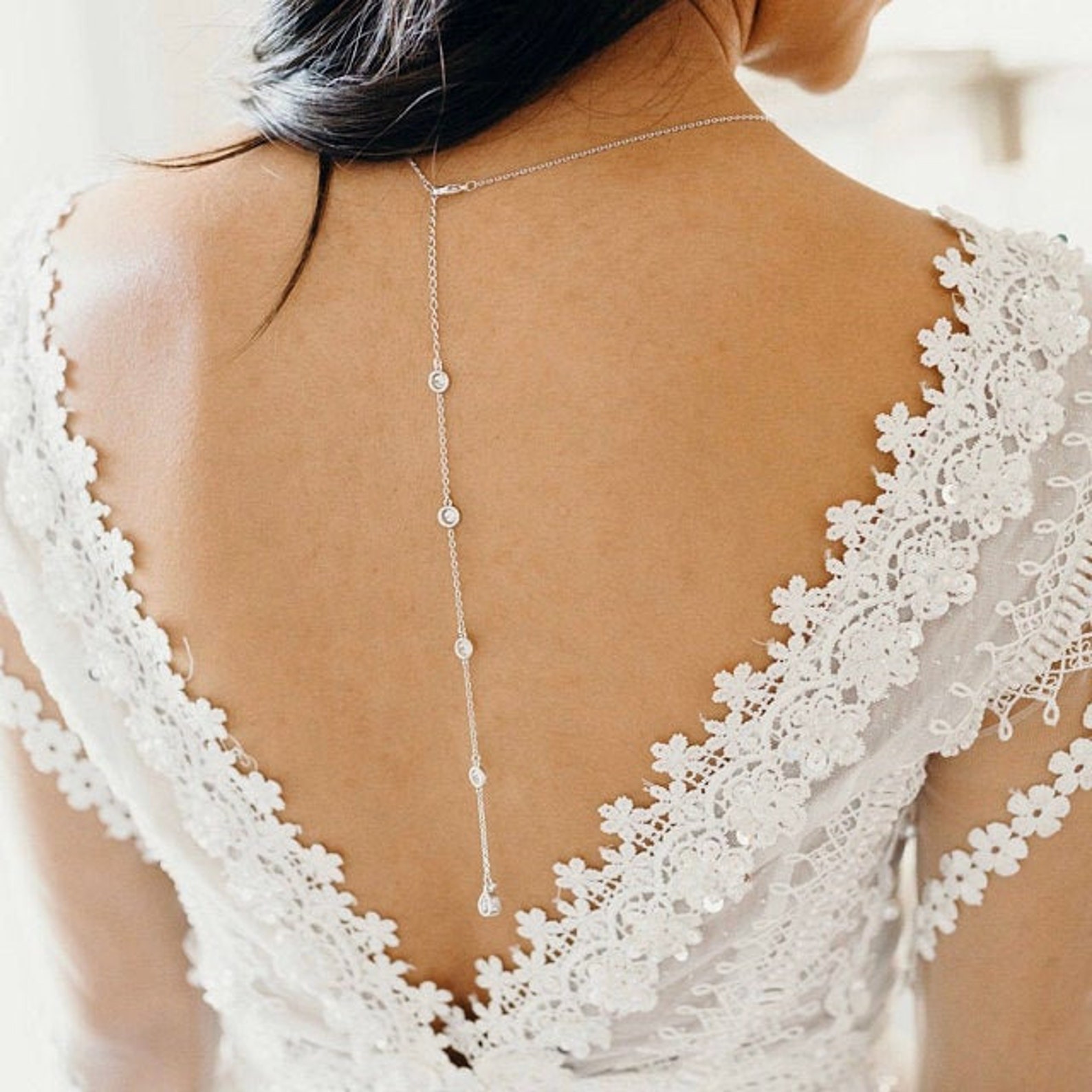 Dainty Back Necklace Bridal Backdrop Necklace Bridal - Etsy