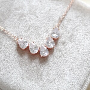 Simple Rose Gold Bridal Necklace Bridal Jewelry Crystal - Etsy