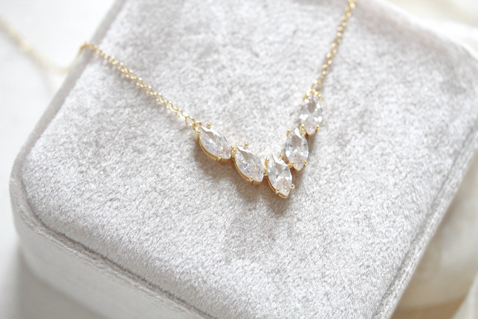 Simple Rose Gold Bridal Necklace Bridal Jewelry Crystal - Etsy