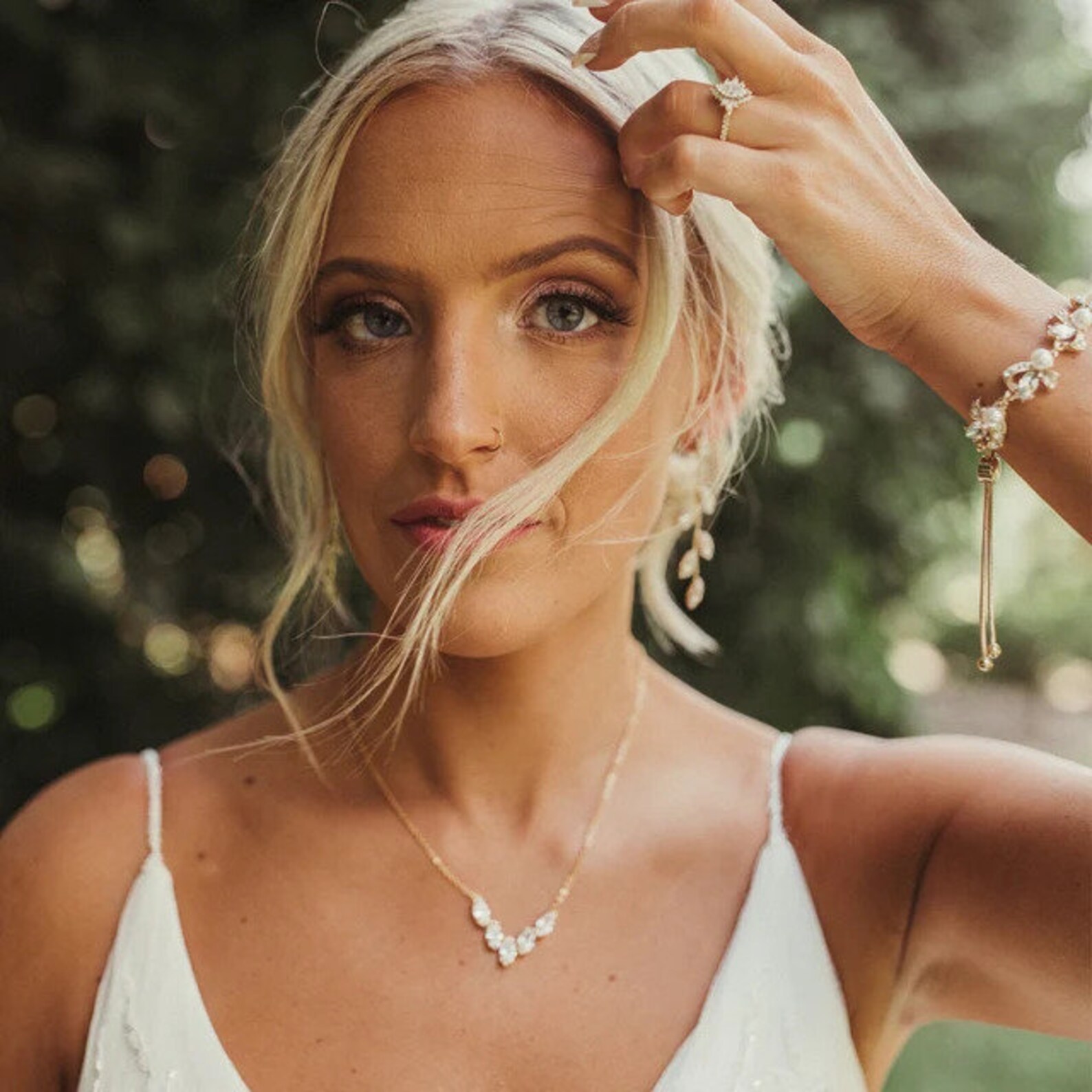 Simple Rose Gold Bridal Necklace Bridal Jewelry Crystal - Etsy