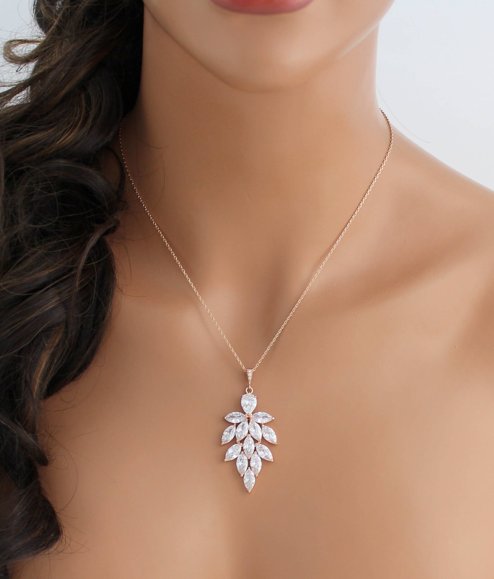 Rose gold back necklace Rose gold necklace Bridal backdrop | Etsy