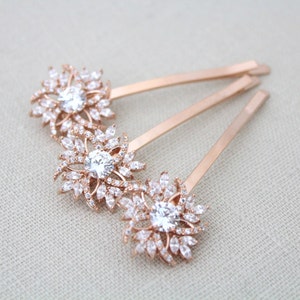 Rose Gold Hair Pin, Bridal Hair Pins, Rose Gold Wedding Hair Pins ...