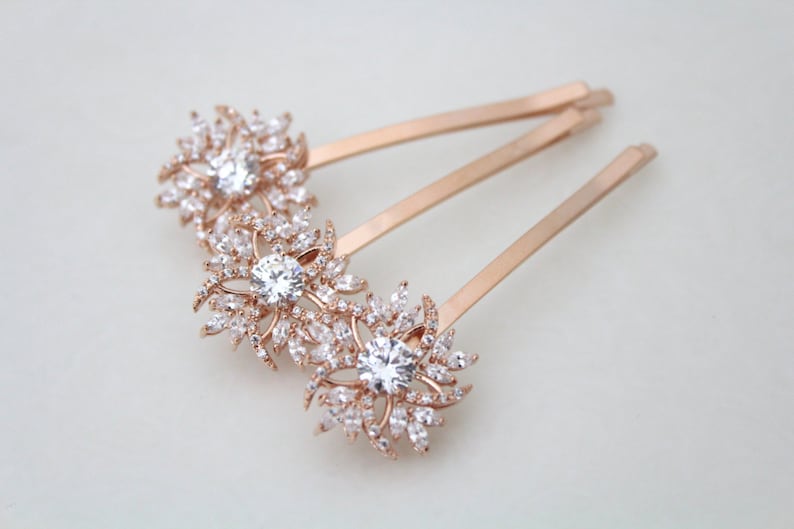 Rose gold hair pin Bridal hair pins Rose Gold Wedding hair | Etsy