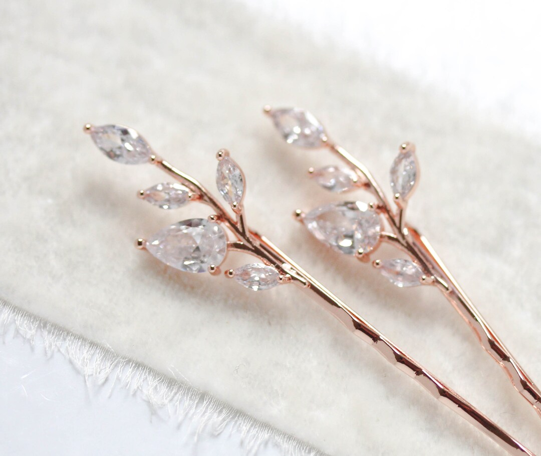 Rose Gold Hair Pins Bridal Hair Pins Wedding Hair - Etsy